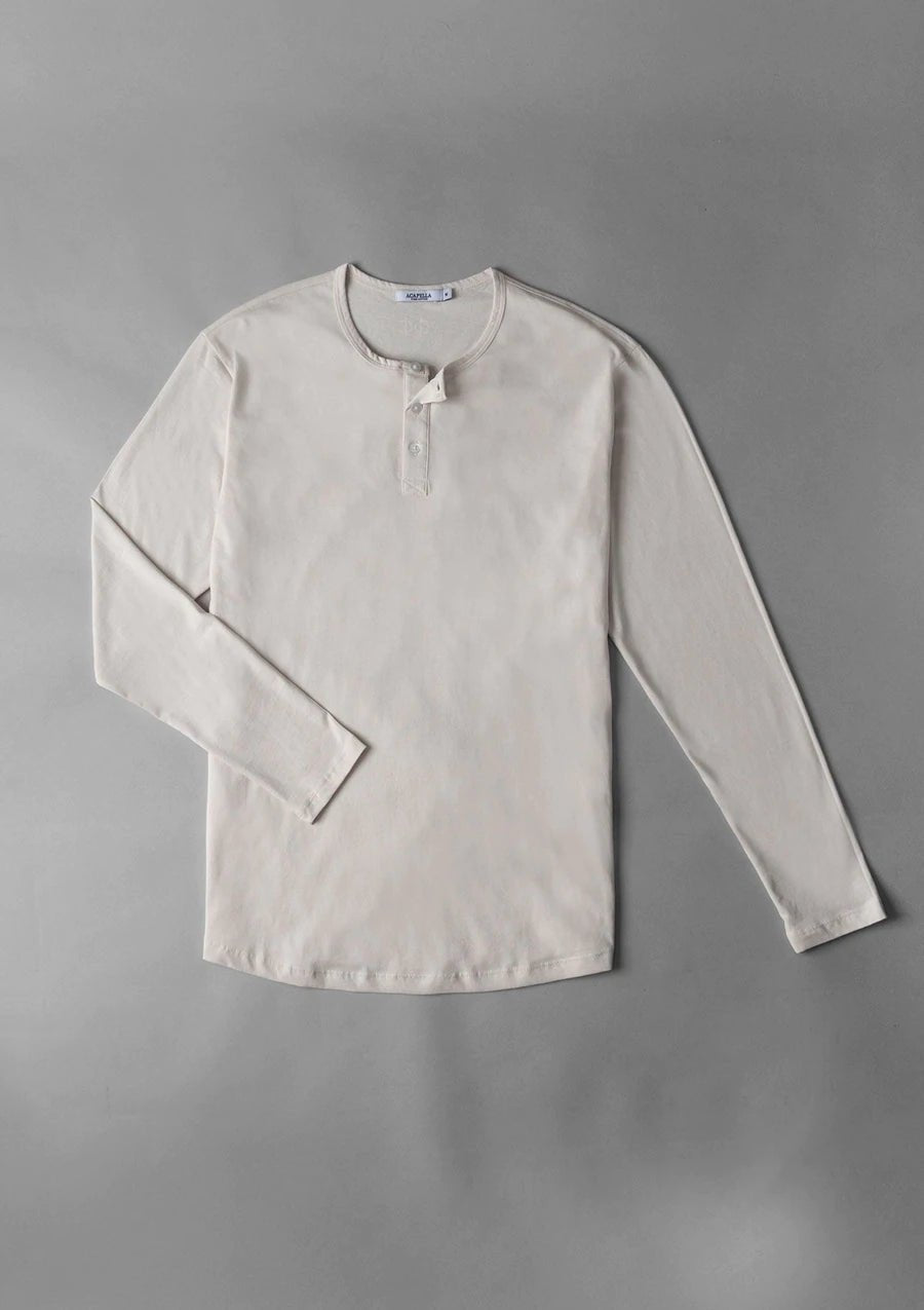 Pima long sleeve Henley - White – Acapella Chile
